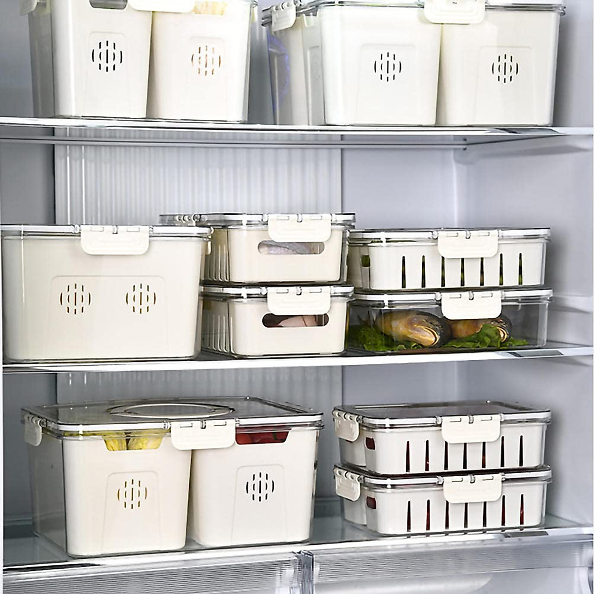 RUDINO,Fridge Organizer,Fridge Storage,Fridge Organizers And Storage Clear,Fridge Organization,Fridge Storage Containers,Stackable With Lid For Fruit,Refrigerator Tissue,Vegetables,Food And Beverages.