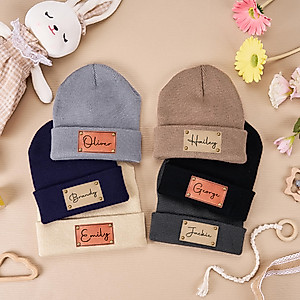 Custom Beanie Hats, Knitted Infant Baby Beanies Caps for Toddler Boys Girls Adult Black