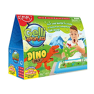 Zimpli Kids Gelli Adventures Dino Pack, 5 Use, 8 x Dinosaur Figures, Inflatable Tray, Imaginative Prehistoric Dinosaur Playset, Educational Science Kit for Boys and Girls, Children's Role Play Toy