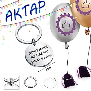 AKTAP Funny PHD Graduation Gift Doctorate Student Graduate Keychain Don’t Make Use Me Phd Voice Learned Scholar Graduate Gift (PHD Keychain)