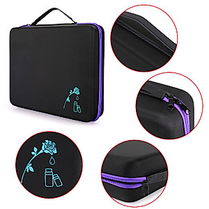 Hipiwe 120 Bottle EVA Essential Oil Storage Carrying Case Hard Shell Exterior Essential Oils Organizer Holder Traveling Bag with Foam Insert, Holds 5ml 10ml 15ml Essential Oils (X-Large, Black+Purple)