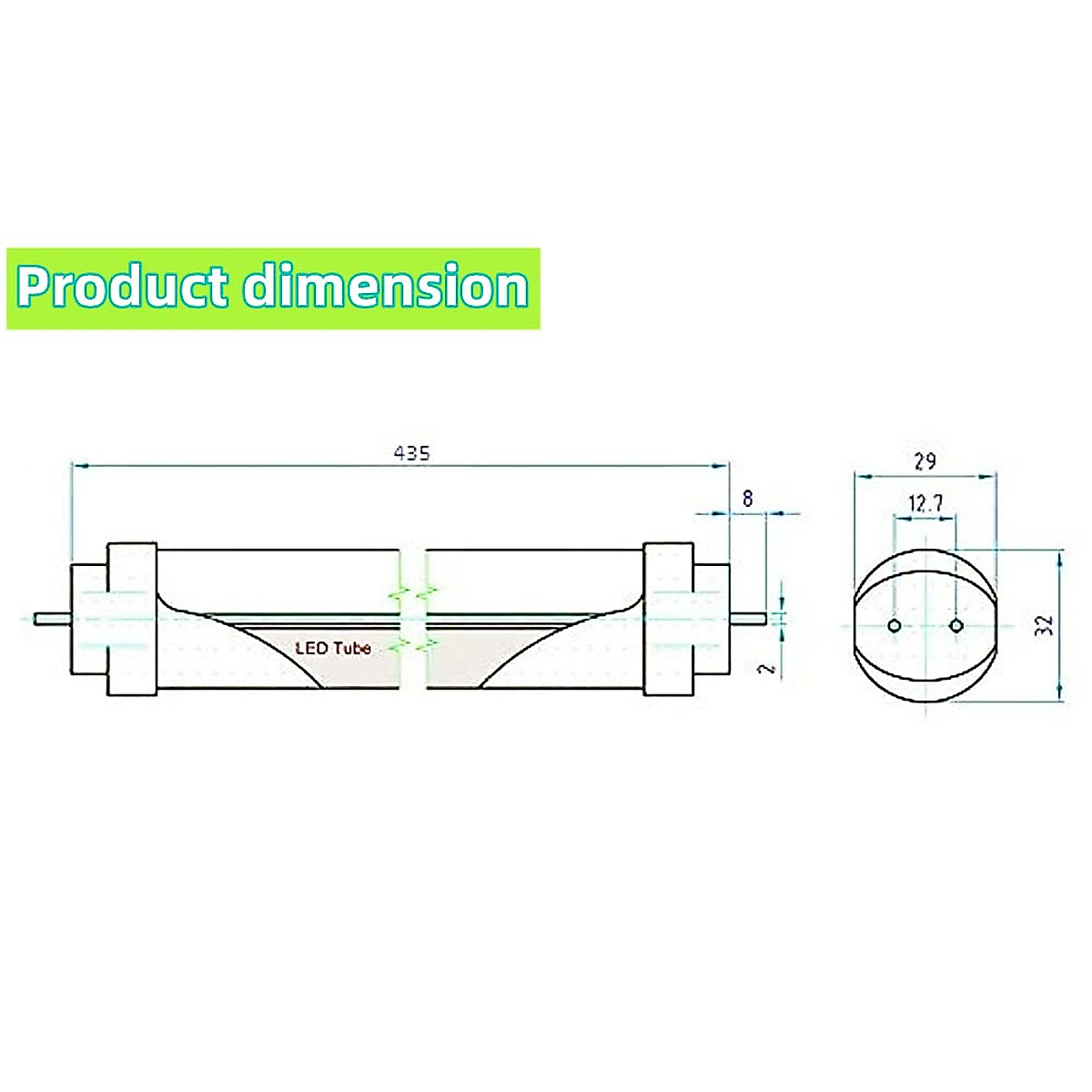 CMLAMPLED 12V DC T8 Led Tube Light 18inch 7W 6500K, F15T8 Florescent Tube Replacement for Automotive RV Marine Boat (6 Packs)