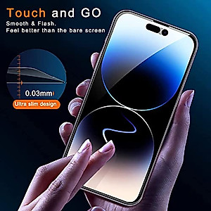 Ferilinso [3+3 Pack] for Apple iPhone 14 Pro Max Privacy Screen Protector Tempered Glass Accessories 3 Pack 9H Anti Spy Privacy Screen For iPhone 14 Pro Max 3 Pack Camera Lens Protector