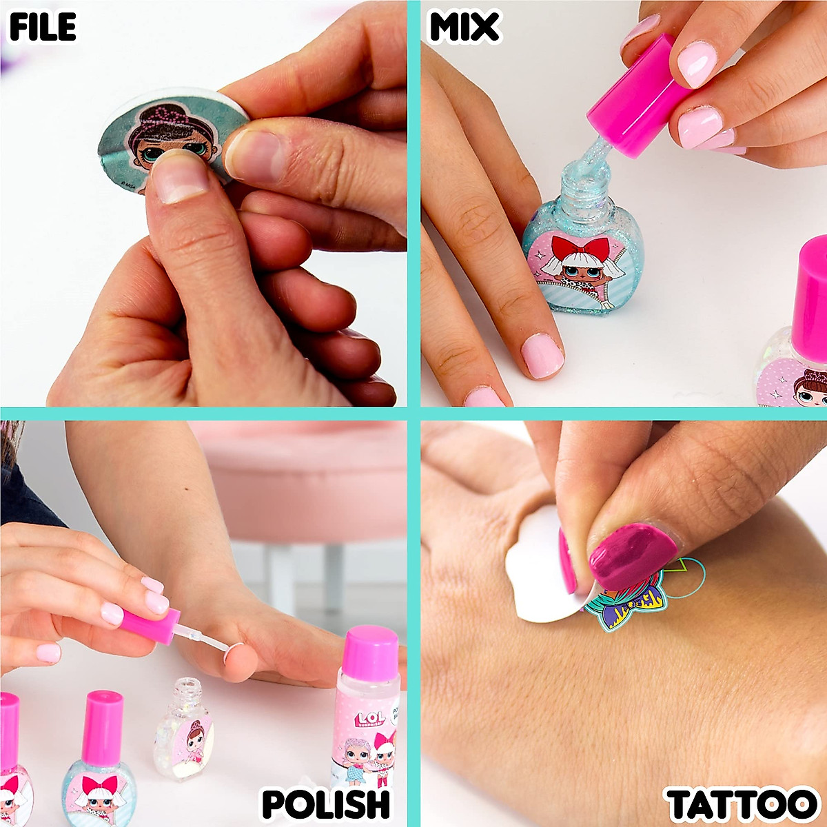 L.O.L. Surprise Confetti Nail Art by Horizon Group USA,Make Custom DIY Nail Polishe.Add tattoos, Glitter, Gemstones & More.Secret Reveal Surprise Inside.Multi Colored