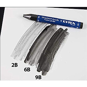 LYRA Assorted Degree Graphite Stick Set - Water Soluble and Non Soluble - 2B 6B 9B, Art, Drawing Supplies for Sketch & Shading Pencils - 3 Crayon Stick (Water Soluble)
