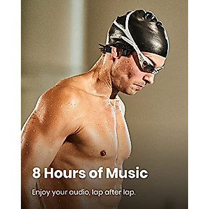 SHOKZ OpenSwim Swimming MP3 - Bone Conduction MP3 Waterproof Headphones for Swimming - Open-Ear Wireless Headphones, No Bluetooth, with Nose Clip and Earplug (Black)