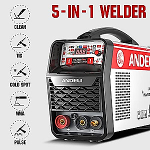 ANDELI Tig Welder,HOT/MMA/CLEAN/Cold/TIG Pulse TIG Welder,160Amp 110V/220V IGBT Digital Inverter TIG Welding Machine (TIG-250G PRO)