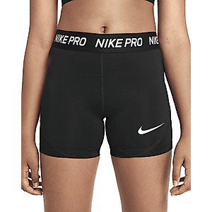 Nike Girls Pro 3" Boyshorts Black/White (as1, Alpha, x_s, Regular, Black)