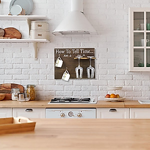 Wall Wooden Coffee Glasses Holder Rack, How To Tell Time Wooden Cup Holder, Popular Unique Gift for Couples Lovers Mother Women Retirements Gift, Mugs Glasses Not Included (How To Tell Time)