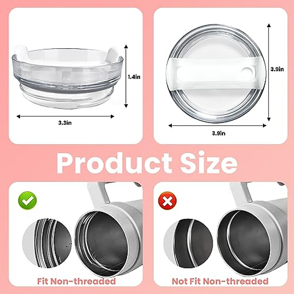 2 Pcs Tumbler Lid Replacement Fits for Stanley Cup 40 oz, Spill Splash Resistant Replacement Lids, Clear Tumbler Covers for Stanley Cup Accessories(White)