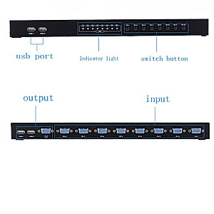 RIJER 8 Port Smart KVM Switch Manual Key Press VGA USB Remote Extension Switcher Console with Original Cable 801UK-L