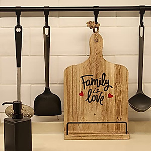 Cookbook Stand Recipe Book Holder, Adjustable Cook Book Stand for Kitchen Counter, Rustic Wood Cutting Board Style by Witsbrez (Natural Wood)