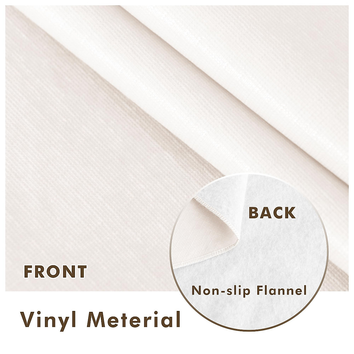 Nasitos 2 Pack Vinyl Tablecloth Rectangle 60x120 Inch-Beige Tablecloth Wrinkle Resistant Waterproof Oil-Proof Flannel Backed Tablecloth, Wipeable Plastic Table Cover for Dinner, Kitchen, Outdoor