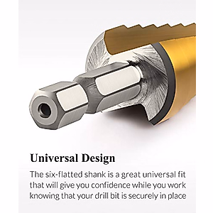 QWORK 3 Pcs Titanium Step Drill Bit Set, High Speed Steel, 1/8" - 3/4" Total 28 Sizes, HSS Multiple Hole Drilling Cutting with Storage Bag