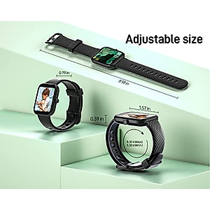 Smart Watch for iPhone Compatible Android Samsung, Fitness Tracker with Heart Rate Sleep Blood Oxygen Monitor Step Counter, IP68 Waterproof for Men Women Touch Screen Black