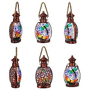 SUBOLO Hanging Solar Lantern Outdoor Waterproof Dragonfly Decor Solar Lights Tabletop Lamp for Outdoor Garden Yard Patio Ornament