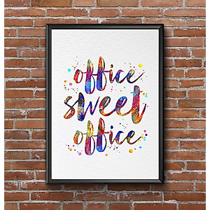 Dignovel Studios Unframed 8X10 Watercolor Office Sign Print Quotes Office Sweet office Funny Watercolor Art Print dnc37