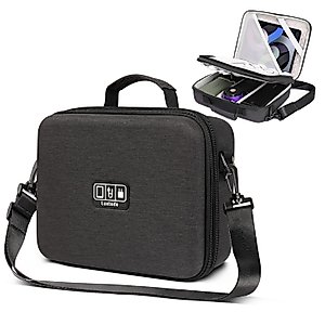 Luxtude Large Electronics Organizer, 11’’ Hard Case for Mac Mini, Shockproof EVA Tech Bag, Travel Cable Organizer Bag with Shoulder Strap, Large Carrying Case for iPad(Up to 11’’), Mouse, Charger