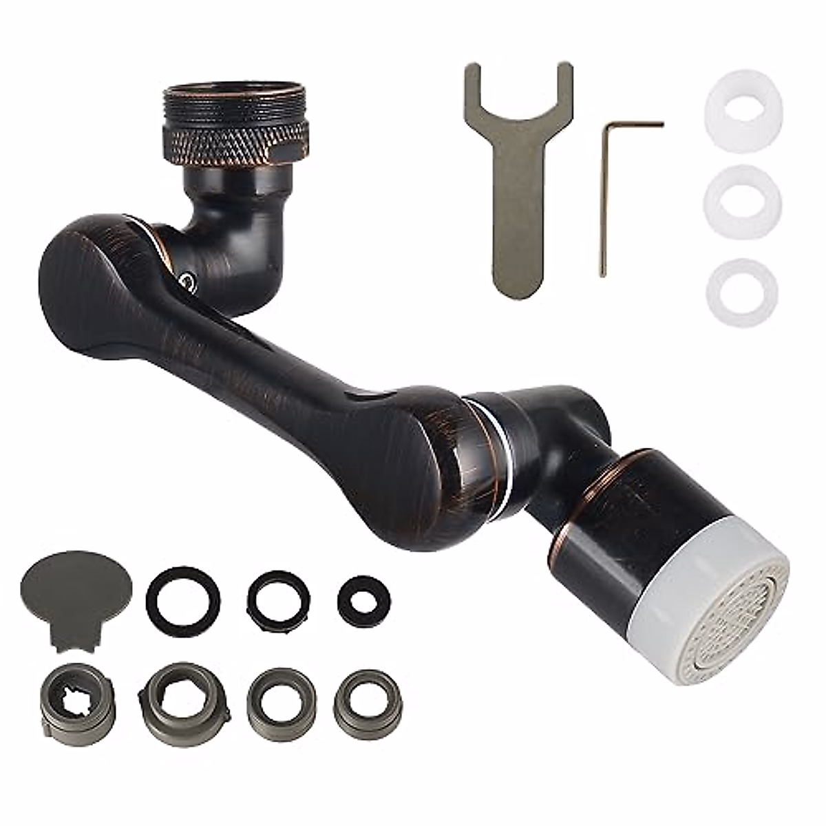 1080°Free Rotating Faucet Extender(, Universal Swivel Robotic Arm Swivel Extension Faucet Aerator with 2 Water Outlet Modes,Brass Faucet Attachment for Kitchen Bathroom Sink(Oil Rubbed Bronze)