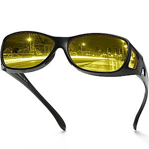 DUCO Night Vision Glasses for Driving at Dusk Rainy Day Anti Glare Fit Over Wrap Around Eyewear Glasses UV400 Polarized 8953Y