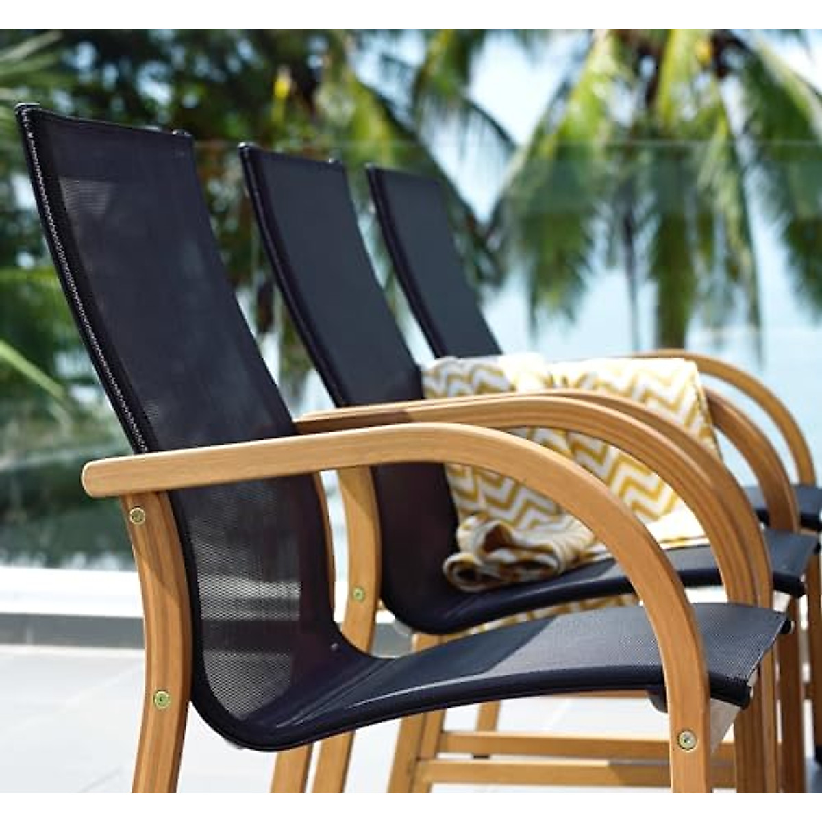 Amazonia Franklin 9-Piece Teak Finish Extendable Rectangular Patio Dining Set