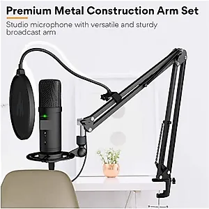 Wireless Microphones PM401 USB Microphone Set 192KHz/24Bit Microfone Professional Cardioid Condenser Podcast Mic with Mute Button Jack Microphone to Sing.