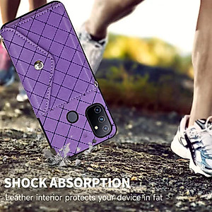 Compatible with OnePlus Nord N100 Wallet Case with Crossbody Shoulder Strap and Stand Leather Credit Card Holder Cell Phone Cover for One Plus N 10 G5 1 Plus 10N 1plus One+ 1+Nord N100 Purple