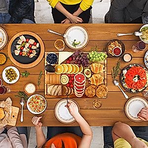 Large Teak Wood Cutting Board for Kitchen, Reversible Wooden Chopping Board With Juice Grooves and Handles,Ideal for Chopping Meat, Vegetables, Fruits, Bread, Cheese, 17x12"