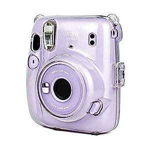 EpicGadget Case for Fujifilm Instax Mini 11 - Clear Hard PVC Protective and Portable Camera Cover with Detachable Adjustable Shoulder Strap