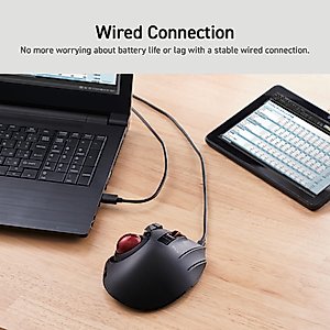 ELECOM Trackball Mouse Wireless, Ergonomic Mouse, 3 Device Connection, Wired (USB), Bluetooth, Track Ball Mouse, Thumb Control, Compatible for PC, Laptop, Mac, Windows, macOS, EX-G Pro (M-XPT1MRXBK)