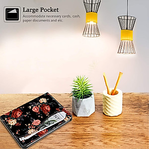 Hepix iPad Pro 12.9 Case 2022 2021 2020 2018 Rose Flower iPad 6th 5th 4th 3rd Gen with Pencil Holder, Black Floral Multi-Angle Stand Pocket Protective Leather Cover Auto Sleep Wake