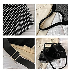 Jechin Bling Rhinestone Tote Handbag for Women, Glitter Tote Shoulder Top Handle Satchel Hobo Bags Large Capacity Handbag (black)
