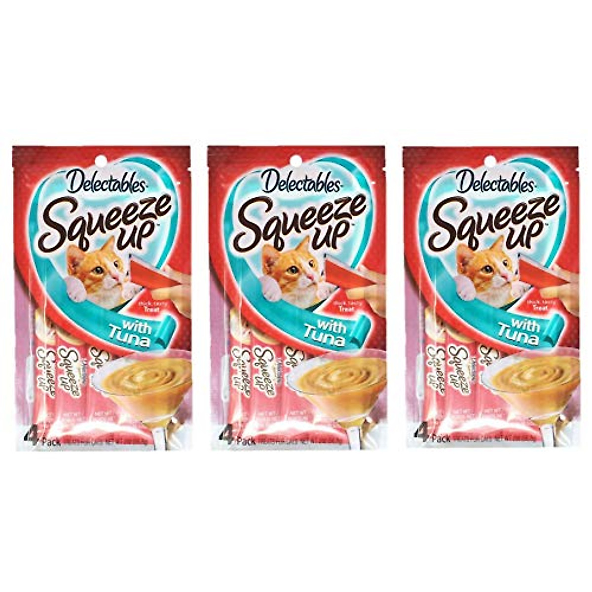 Delectables Squeeze Up Hartz Cat Treats Bundle of 3 Flavor Pouches, 2.0 oz Each (Tuna)
