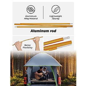 JOYTUTUS Pickup Truck Tent 5.5ft Bed Tent with Removable Awning, Waterproof PU2000mm Double Layer for 2 Person, Portable Truck Bed Tent - Green, Aluminum Pole