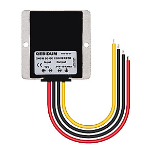 QEBIDUM 12V to 24V Converter, 10A 240W DC to DC Boost Converter Non-Isolated Step Up Voltage Regulator Power Supply Waterproof Converter Module Transformer for Golf Cart Club Car