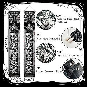 Halloween Gothic Mansion Banners Halloween Skull Hanging Porch Sign with Welcome Foolish Mortals Banner Spooky Halloween Pillar Sign Home Indoor Outdoor Party Supplie