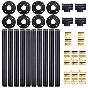 MUZIK 30 Inch Industrial Table Legs, 2 Pack Grey Steel Metal Pipes Vintage Furniture Legs, for Coffee and End Table Legs, 30 in H x 14 in W