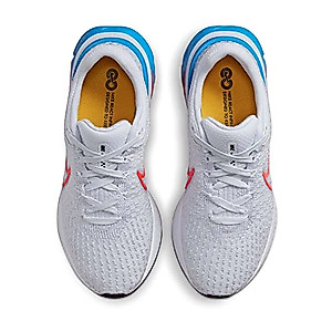 Nike React Infinity Run Flyknit 3 Women's Road Running Shoes (us_Footwear_Size_System, Adult, Women, Numeric, Medium, Numeric_7_Point_5), Grey/Red/Blue, 7.5