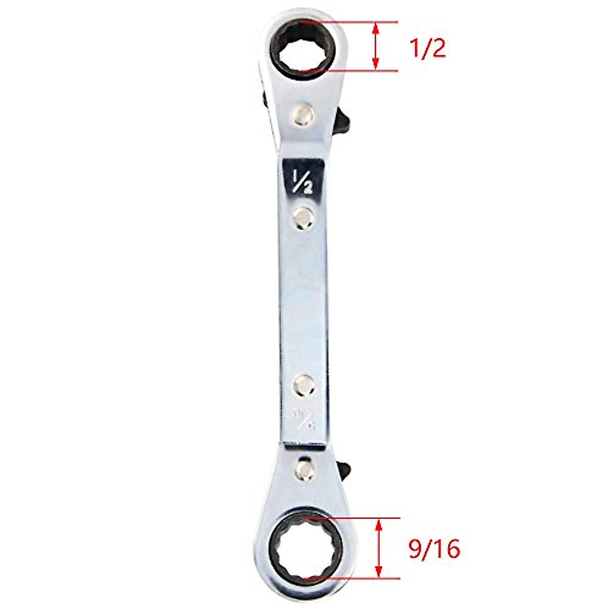 Reversible Ratcheting Wrench, Double Box End Ratcheting Wrench, Offset Double Box End Ratcheting Wrench, 1/2 Inch - 9/16 Inch Ratcheting Wrench, Chrome Vanadium Steel, 1Pcs,Aicosineg