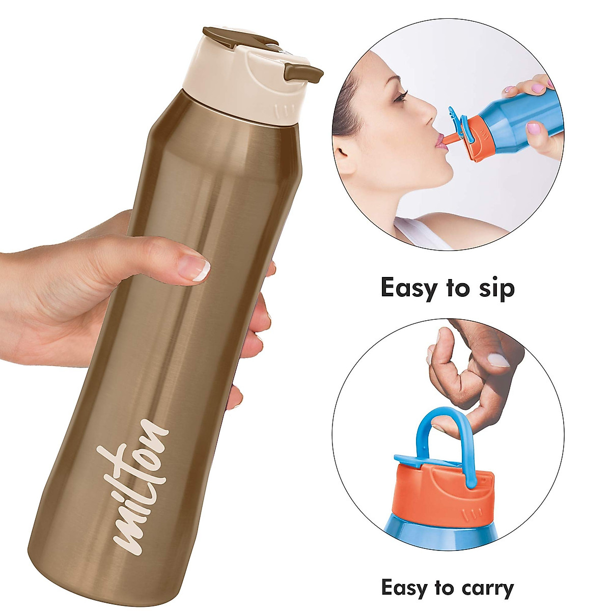 Milton Stark 900 Thermosteel 24 Hours Hot or Cold Water Bottle, 790 ml, Brown