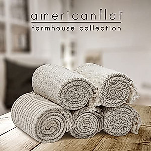 Americanflat 100% Cotton Throw Blanket for Couch - 50x60 - All Seasons Neutral Lightweight Cozy Soft Blankets & Throws for Bed, Sofa or Chair. Indoor or Outdoor [Cream Beige Zig Zag]