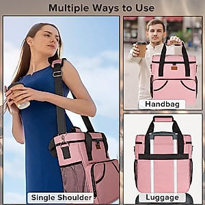 IAVEYG Coffee Maker Travel Bag Compatible with Keurig K-Mini or K-Mini Plus,Single Serve Coffee Brewer Portable Storage Bag with Multiple Pockets for K-Cup Pods,Storage Bag With Shoulder Strap (Pink)