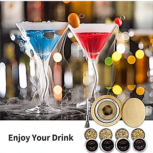 Cocktail Smoker Kit, Azrunor Drink Smoker Infuser Kit with Cleaning Brush, Filter, Cherry, Oak, Apple, and Pecan Wood Chips, Old Fashioned Smoker Kit for Cocktail, Whiskey, Wine