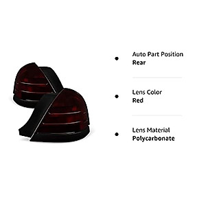 ACANII - For Red Smoke 1999-2011 Ford Crown Victoria w/ 2 Bulb Socket Tail lights Brake Lamps