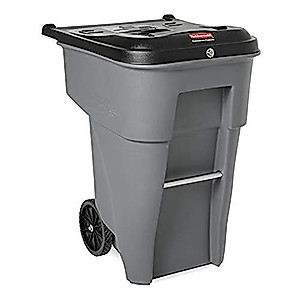 Rubbermaid Commercial Products BRUTE Confidential Document Rollout Waste/Utility Container, 65-gallon, Gray (FG9W1088GRAY)