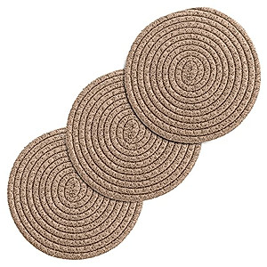 Avalon Pot Holders Trivets for Hot Dishes Hot Pads for Kitchen Trivets for Hot Pots and Pans - Cotton Hot Pads Pot Holders Stylish Large Coasters & Hot Mats (Brown Set of 3-7 Inch Diameter)