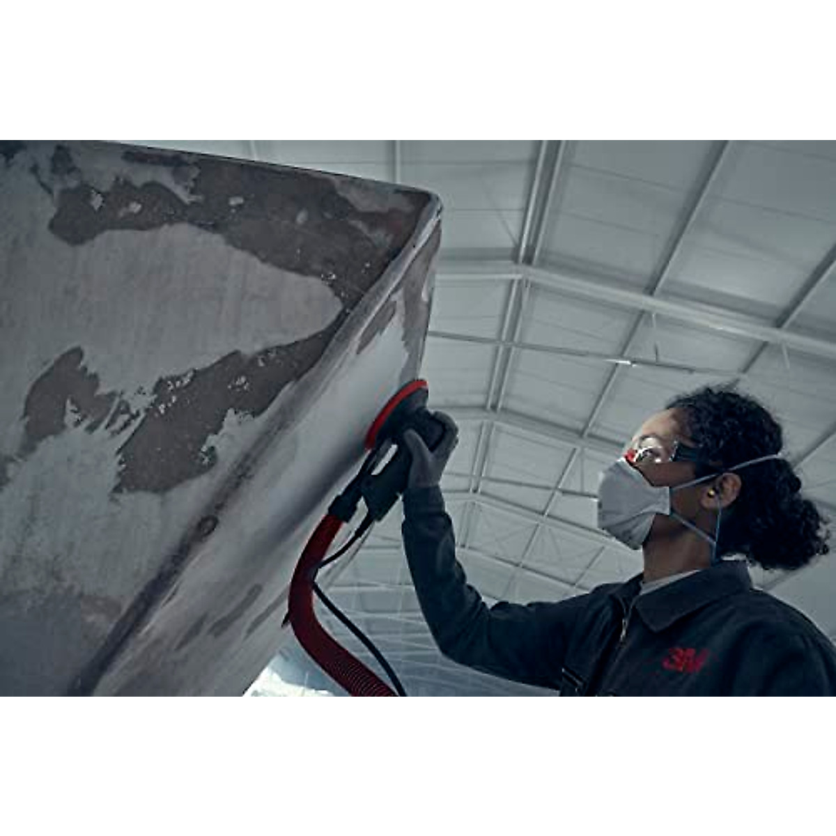 3M Random Orbital Sander, Xtract Pneumatic 88954, 6 in, with Central Vacuum Attachment, 3/16 in Orbit, Ergonomic and Lightweight ROS, .28 HP (209W) Motor Black