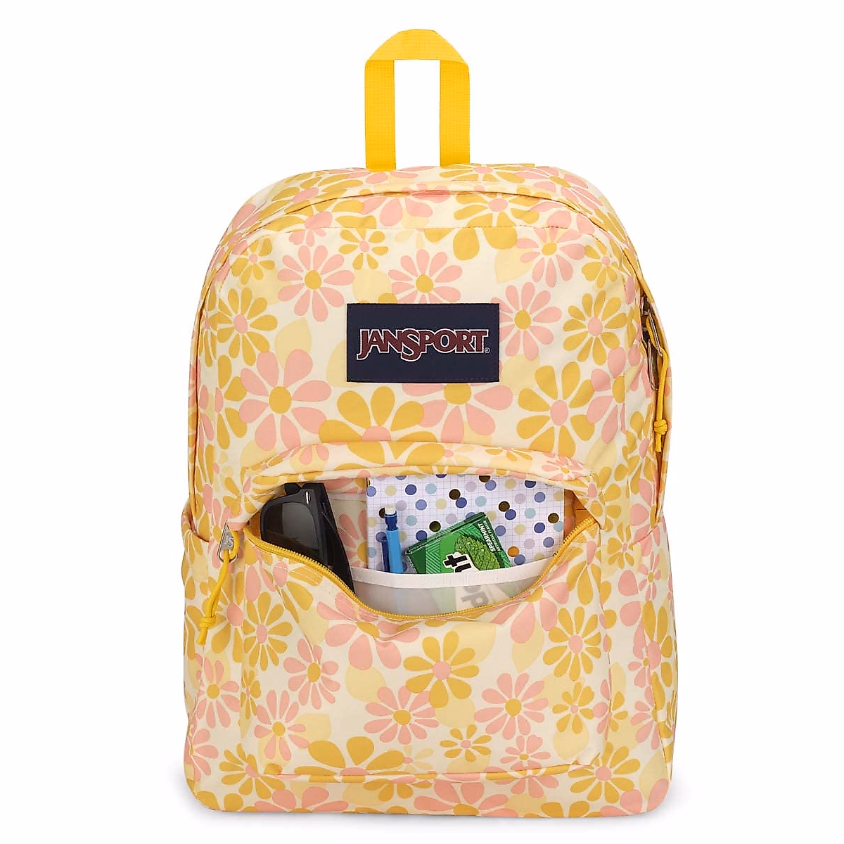 JanSport SuperBreak Plus Backpack with Padded 15-inch Laptop Sleeve and Integrated Bottle Pocket - Spacious and Durable Daypack for Work and Travel - Skip Daisy Yellow