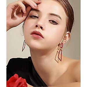 Chargances Bohemia Fashion Women Red Earrings Geometric Drop Earring Elegant and Simple Earrings Jewelry for Women
