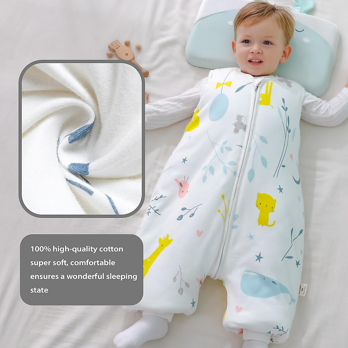 Mosebears Baby Sleep Sack with Feet，Baby Winter Sleep Sack for Toddler Thicken 2.5 TOG (18-36 Months, Baby height 34-38 inches)